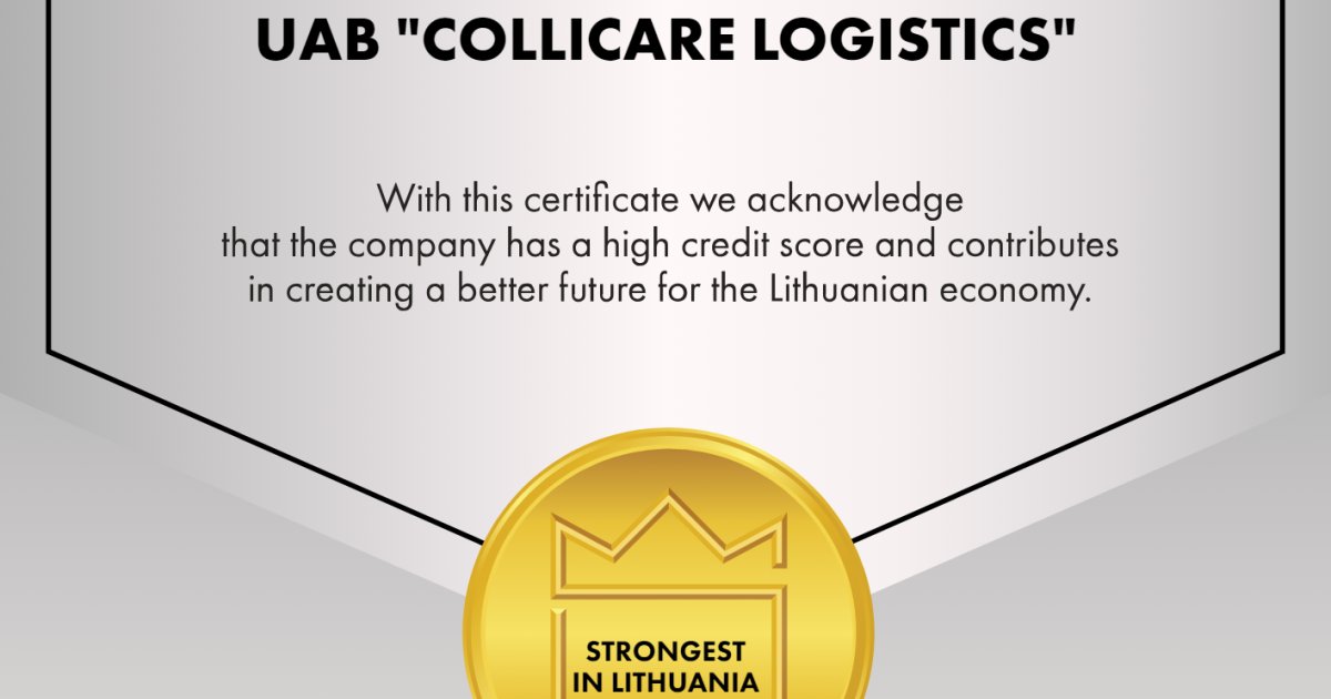 ColliCare Logistics被授予“立陶宛最强”认证